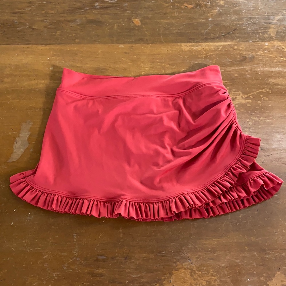 Lime Ricki Swimwear Red Ruffled Swim Skirt Bottoms - Gem